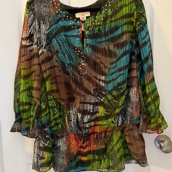 Covington | Tops | Covington Animal Sequins Multicolor Womens Top 618w ...
